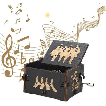 Wooden Hand-cranked Black Music Box Beatles Music Box | Walmart Canada