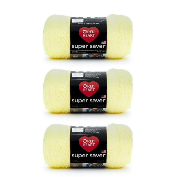 Red Heart Super Saver Pale Yellow Yarn - 3 Pack of 198g/7oz - Acrylic ...