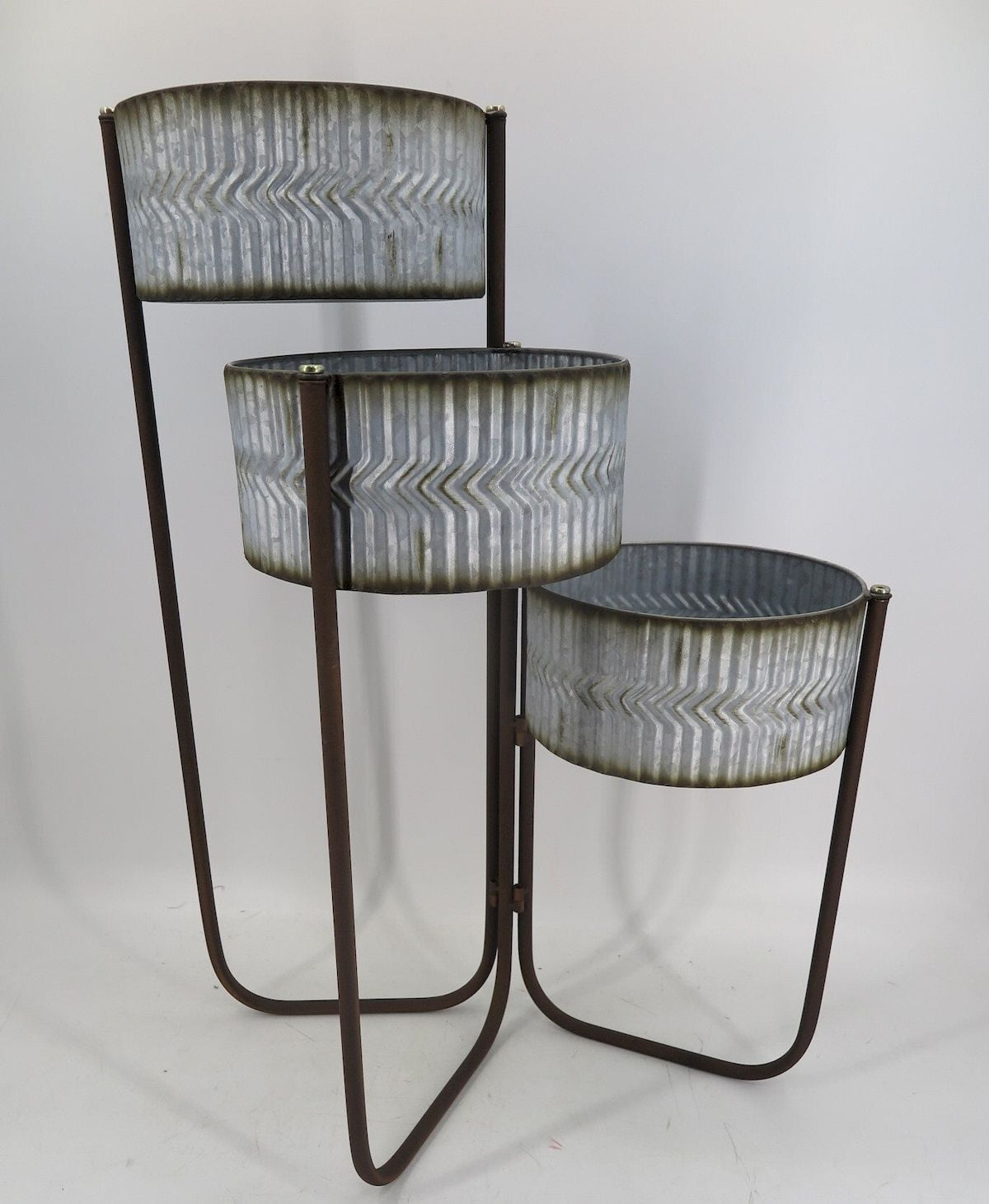 3 Tier Round Metal Planters On Black Frame Plant Stand - Walmart.com