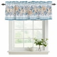 Blue Coastal 2 Panels Kitchen Valance, Eucalyptus Leaves Starfish ...