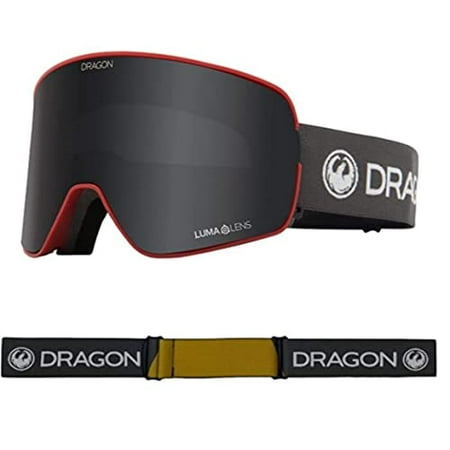Dragon Unisex Snowgoggles NFX2 with Bonus Lens - Block Red with Lumalens Dark Smoke + Lumalens ...