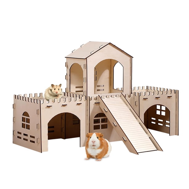 Large Wooden Bunny House and Hideouts - Detachable Indoor Guinea Pig ...