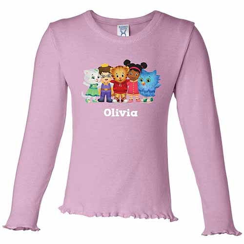 Personalized Daniel Tiger's Neighborhood Girl's Pink Long Sleeve Ruffle ...