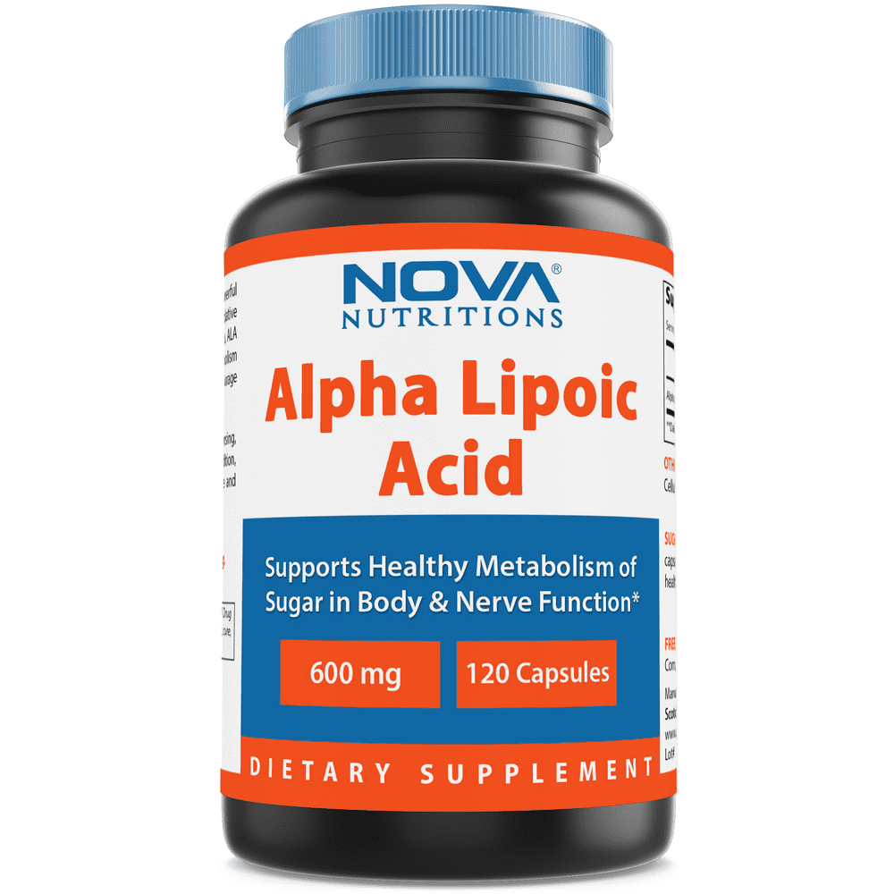 Nova Nutritions Alpha Lipoic Acid ALA 600 mg (Non-GMO) for Healthy ...