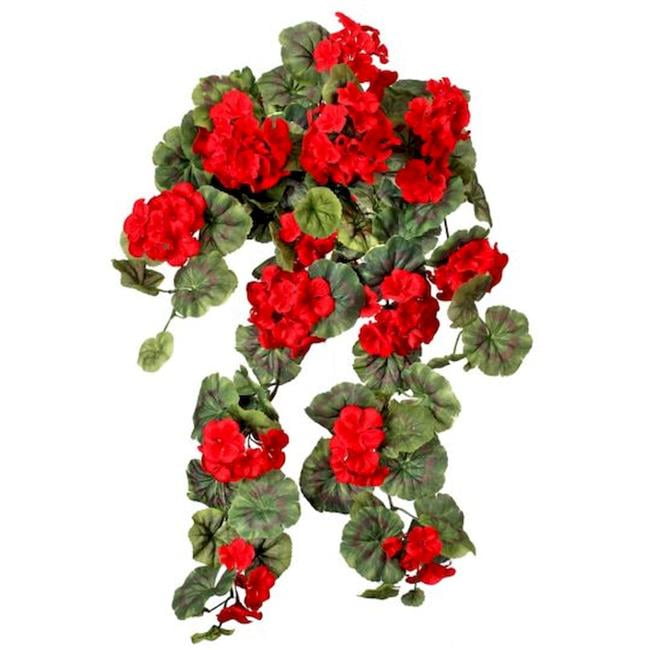 Red Hanging Geranium Bush Artificial Flowers - Walmart.com