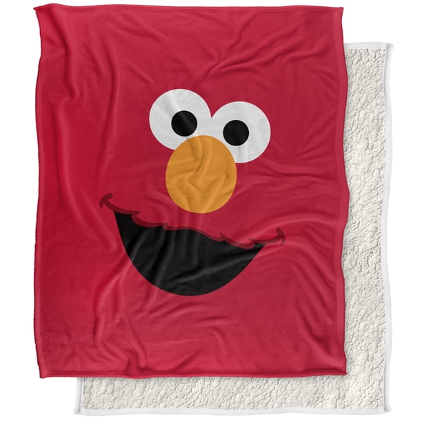 Sesame Street Blanket, 50"x60", Elmo Face Silky Touch Sherpa Back Super ...