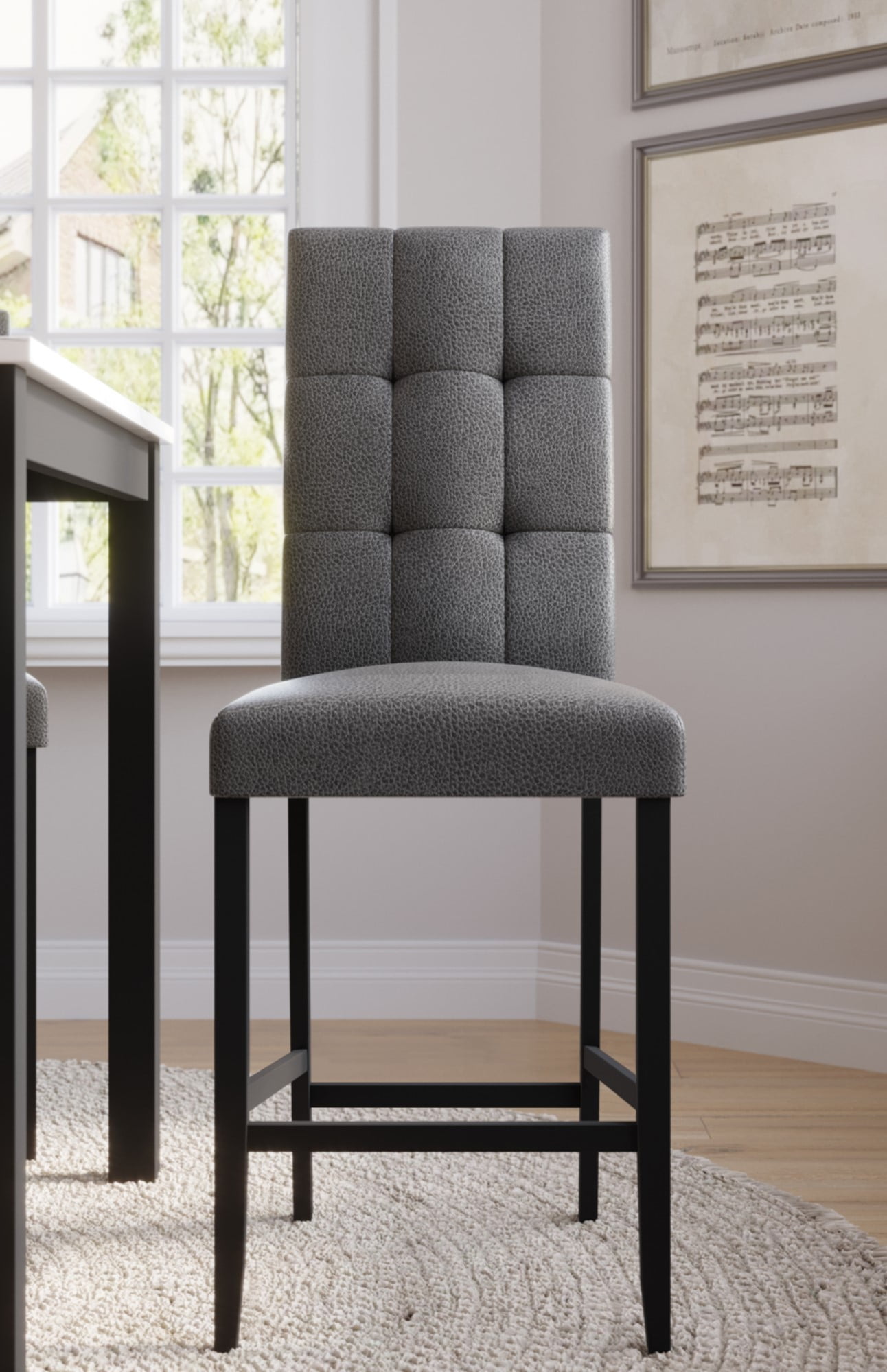 HMD Ethan Counter Height Dining Chair (Set of 4), PU Gray/Black ...