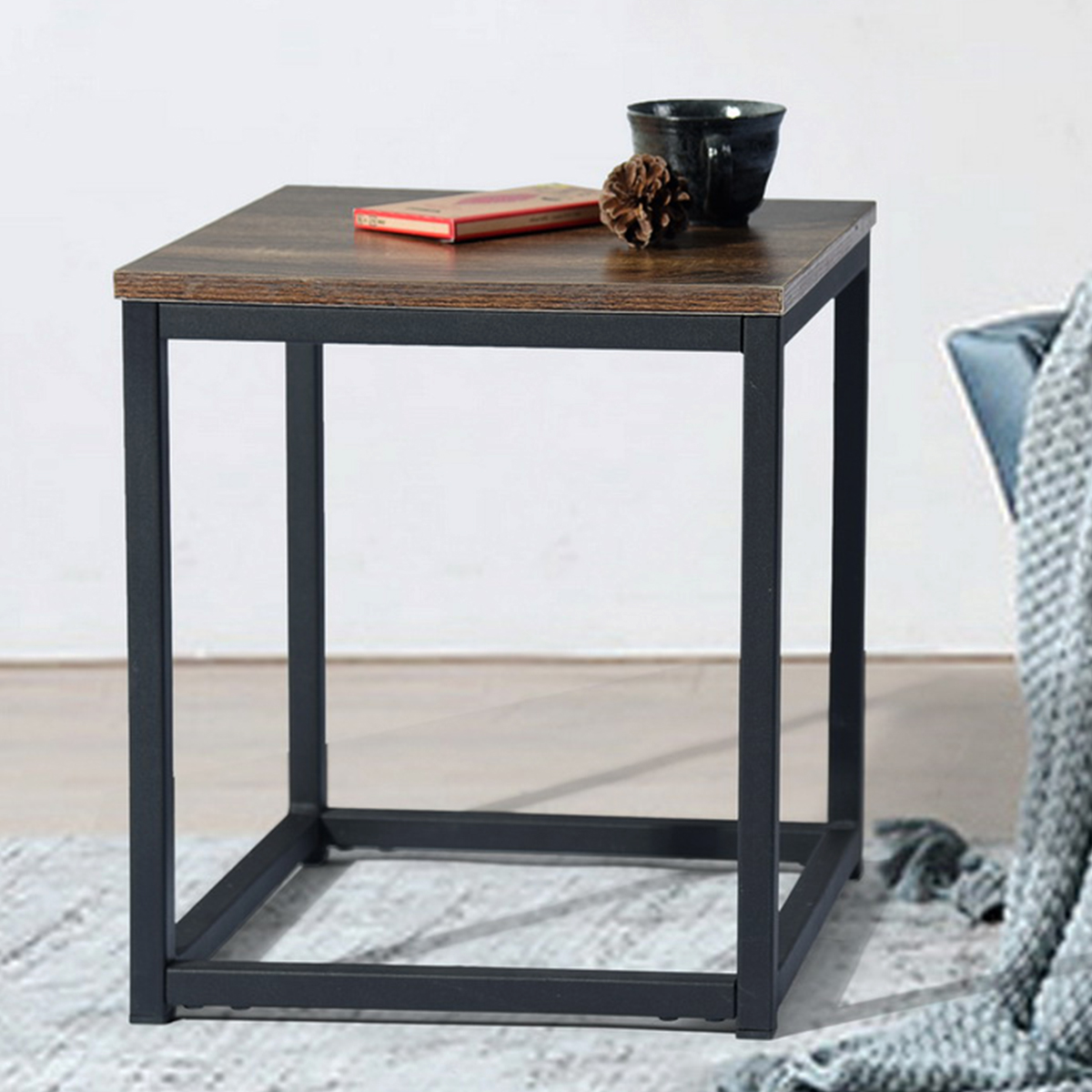 Modern Square Accent Side Table Sofa Couch Snack End Table Small Wooden ...