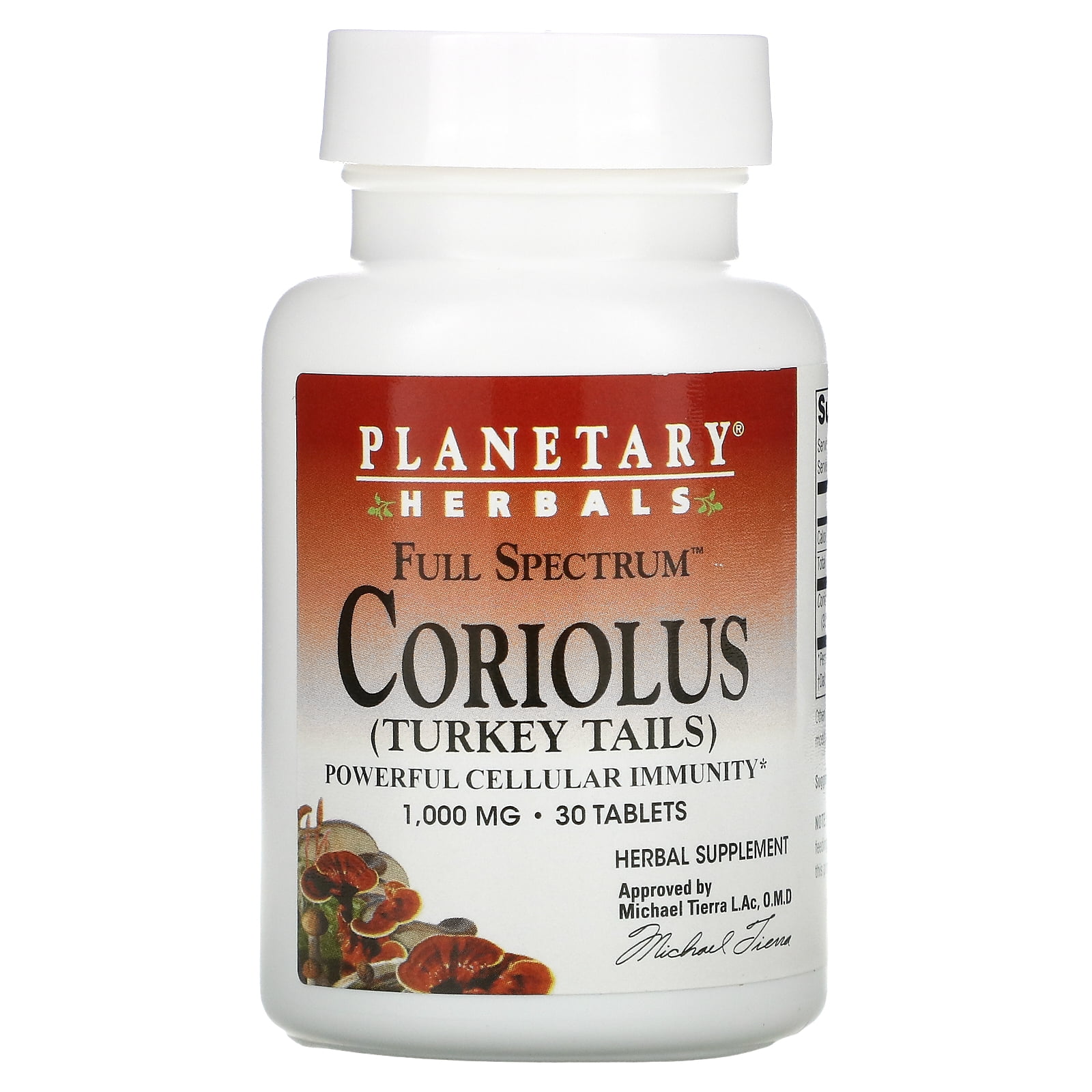 Full Spectrum Coriolus, 1,000 mg, 30 Tablets, Planetary Herbals ...
