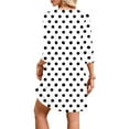 Dgankt Dress for Women Loose-Fit Polka Dot V Neck 3/4 Puff Sleeve ...