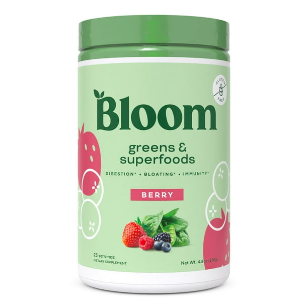 Bloom Nutrition Greens & Superfoods Powder, Mixed Berry, 25 Servings ...