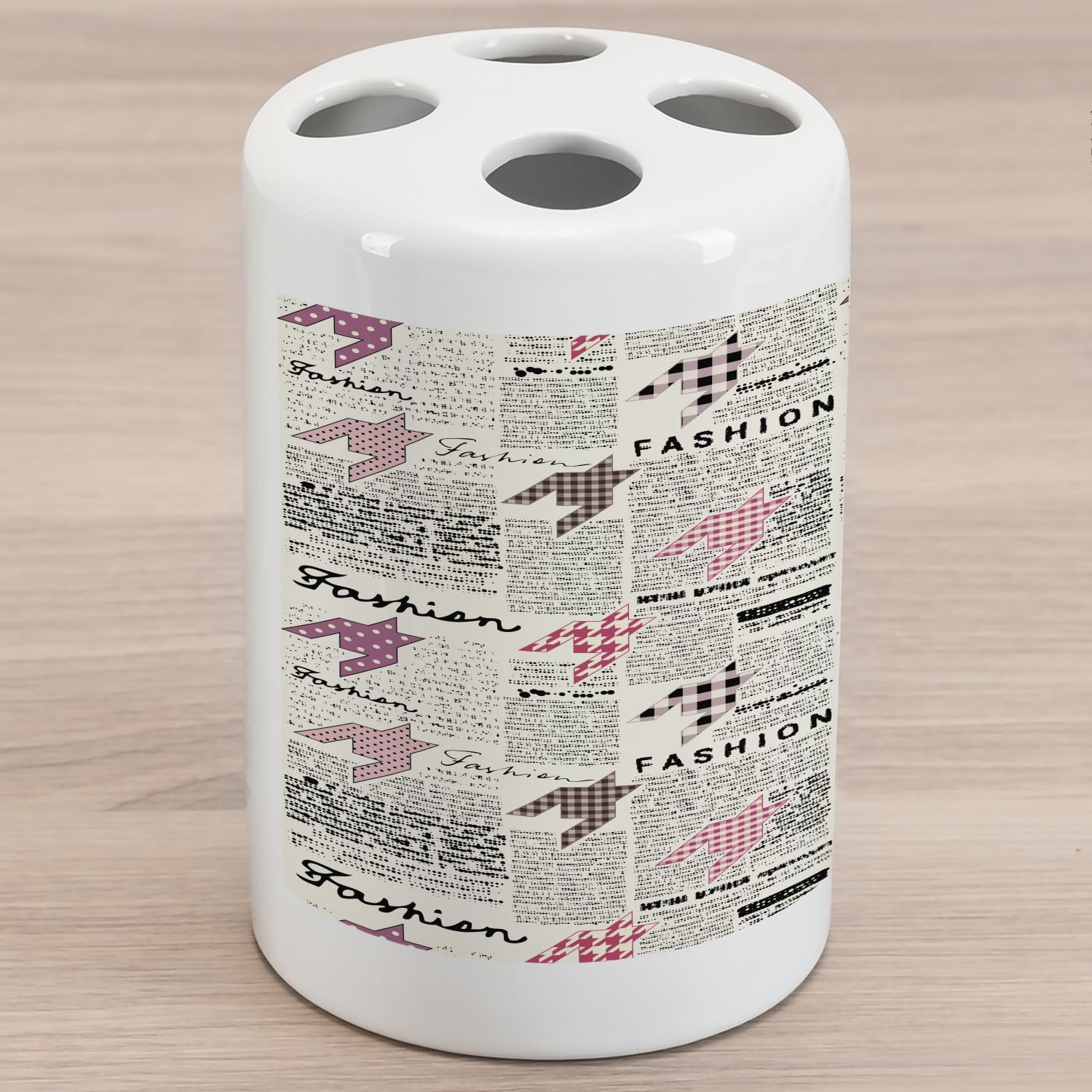 Newspaper Ceramic Toothbrush Holder, Retro Style Newspaper Pages with ...