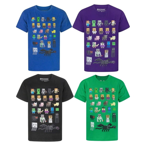 Minecraft Boys T Shirt | Colours Cotton Gamer Top | Kids Sprites Tee ...
