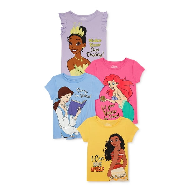 Disney Princess Toddler Girls Fashion T-Shirts with Short Sleeves, 4-Pack, Sizes 2T-5T - Walmart.com