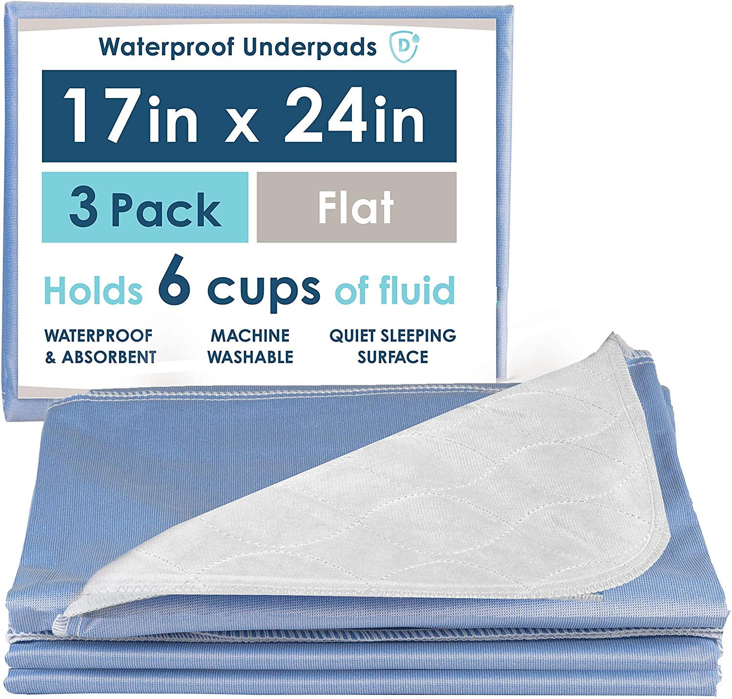 4-Layer Washable Waterproof Underpads - 17" x 24" - 3 Pack - Walmart.com