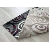 Spiral/Swirls Modern Contemporary Hand Carved Area Rug-Silver/Purple ...
