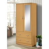 Hodedah Two Door Wardrobe with Two Drawers and Hanging Rod Plus Mirror ...
