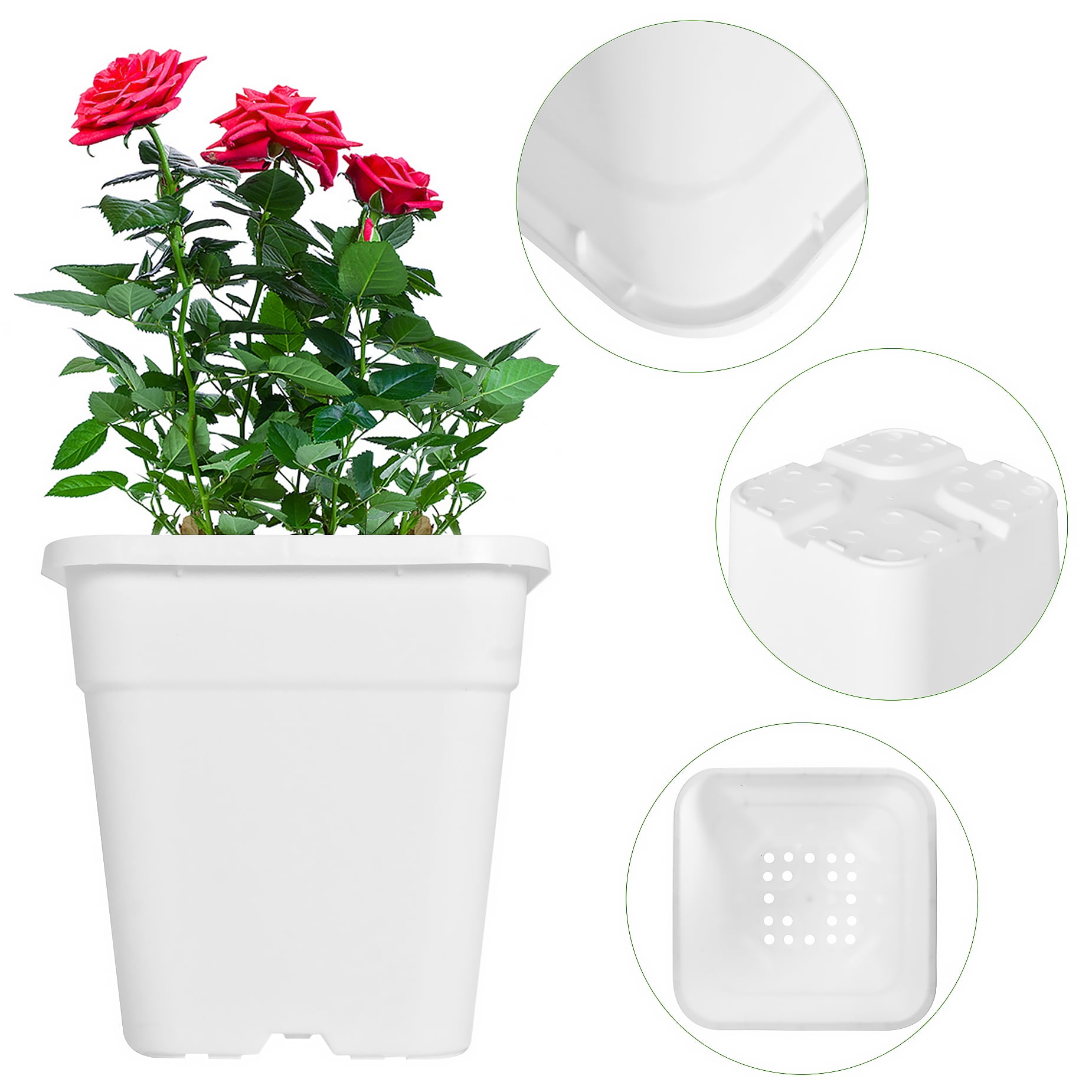 EPOTOOR 10 PCS Re-usable Square Nursery Pot 1/2/3/5/8/10 Gallon Plastic ...