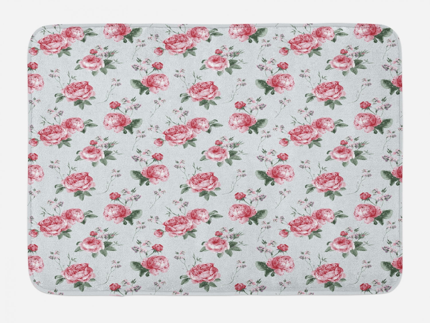 Shabby Chic Bath Mat, Romantic Spring Summer Flowers Garden Roses with ...