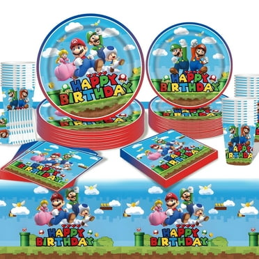 Super Mario Bros Birthday Party Supplies: Kart Themed Set with Balloons ...