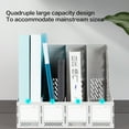Deli Magazine File Book Holder 4 Compartments Plastic Gray Desk