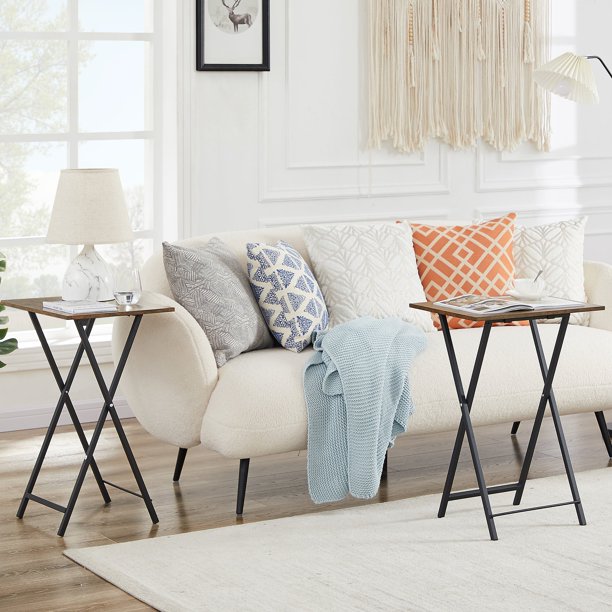 VECELO Set of 2 Folding TV Tray Table, Portable Snack Eating Tables ...