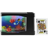 Playlearn Mini Aquarium Fake Fish Tank with LED Lights for Office and ...