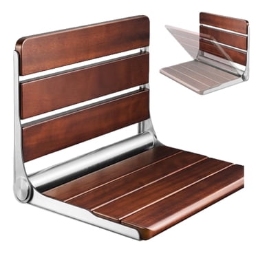 "Home Aesthetics 36"" ADA Compliant Teak Wood Folding Shower Bench ...