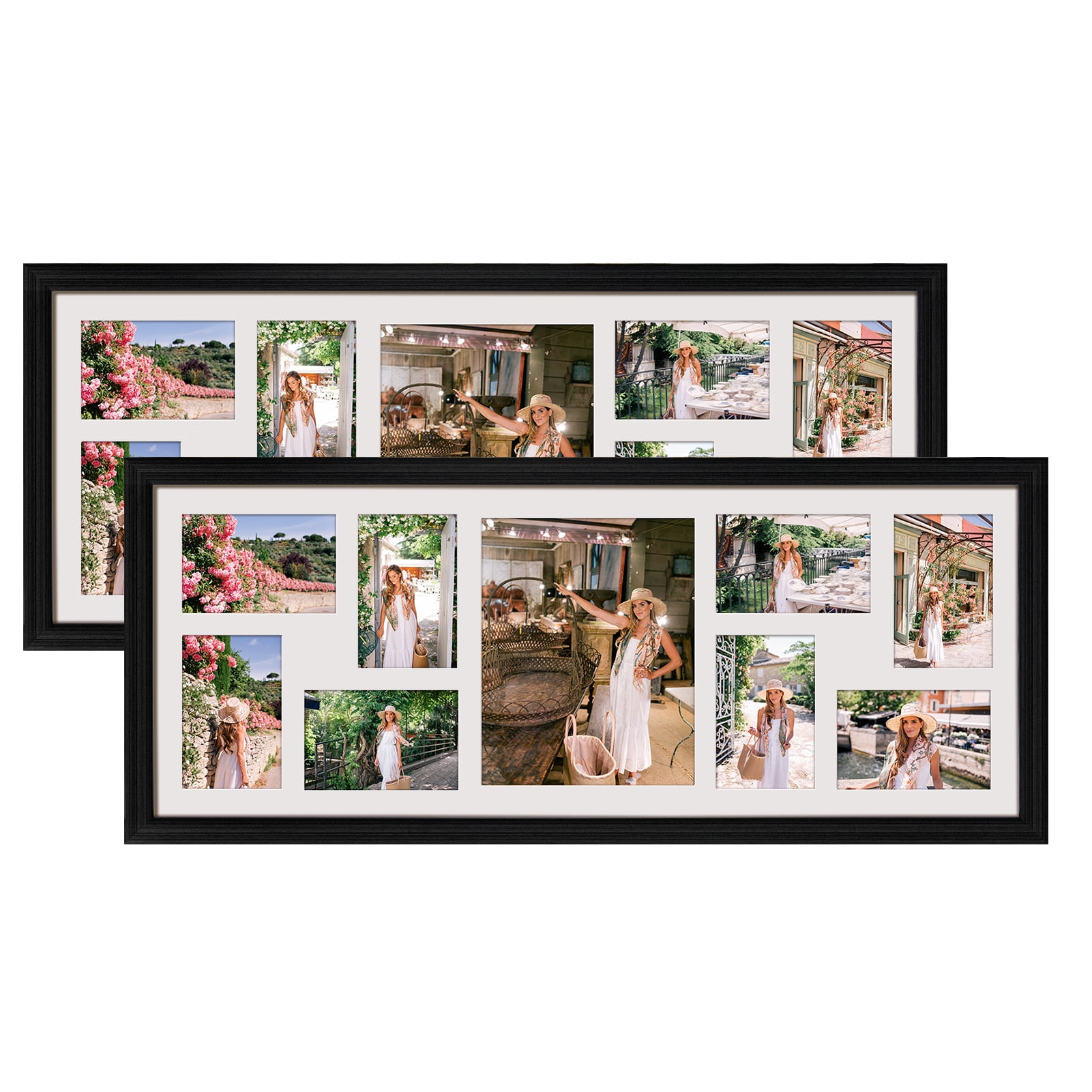 4x6 Collage Picture Frames 2 Pack, 9 Opening Black Multi Photo Frame ...