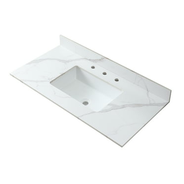 43" Bathroom Vanity Top with Ceramic Undermount Sink & Backsplash ...