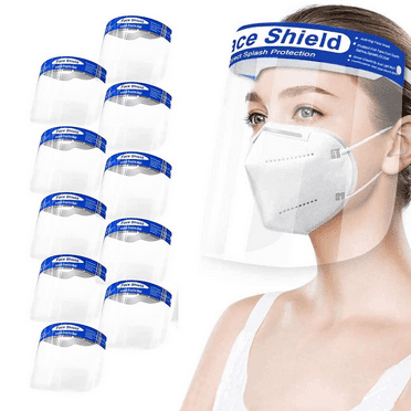 Safety Face Shield [2 Pack] Elastic strip, Transparent Full Face ...