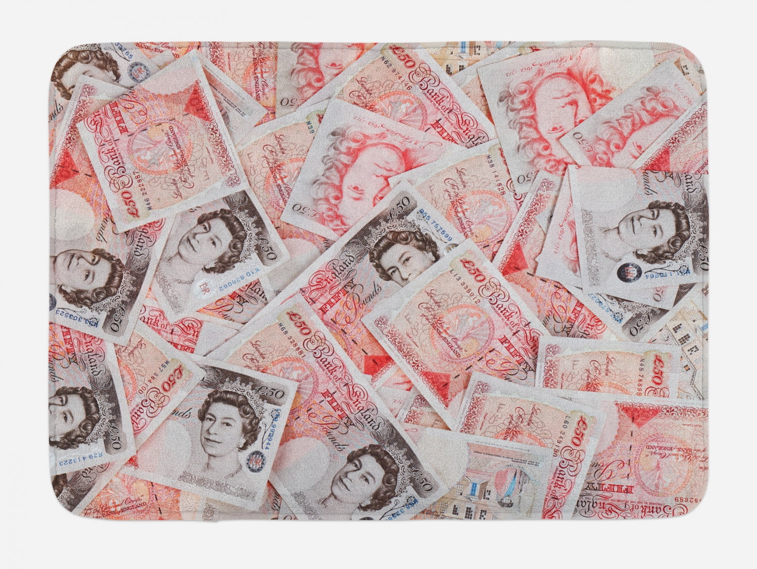 Money Bath Mat, Bullseye Notes with a Portrait of Queen of England ...