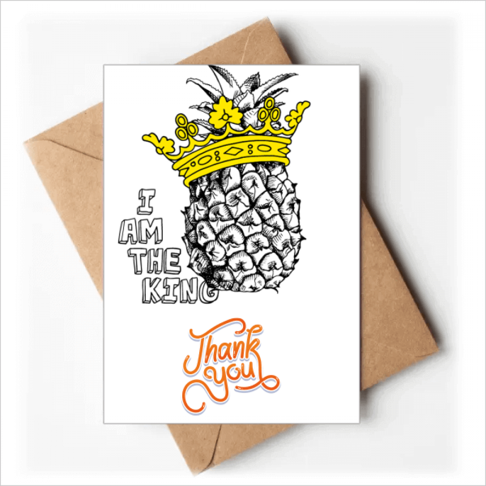 Dibujo de linea de fruta piña rey Nota en blanco del sobre de la ...