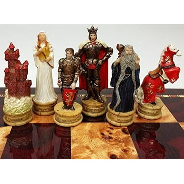 Medieval Times King Arthur Camelot Chess Set with 14 1/2"" Mosaic Color ...
