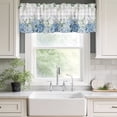 Blue Flower Rod Pocket Curtain Valance, Grey Plaid Hydrangeas ...