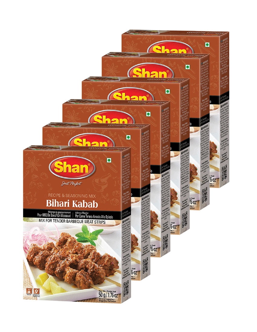 Shan Bihari Kabab Recipe and Seasoning Mix - 50g Spice Powder(Pack of 6 ...