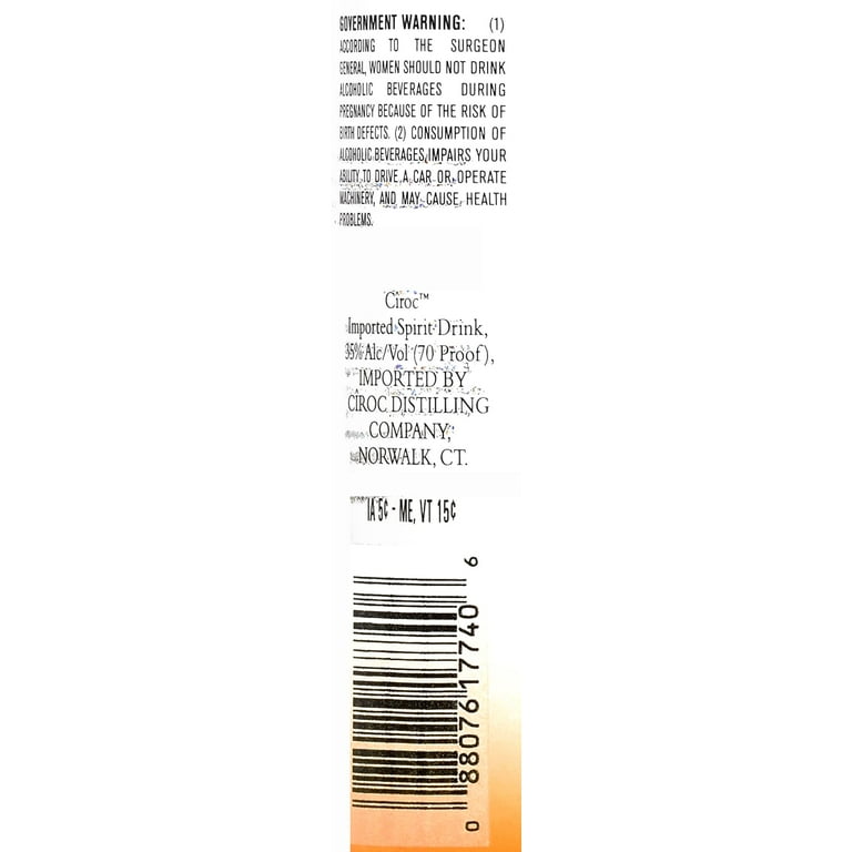 Ciroc Peach Label