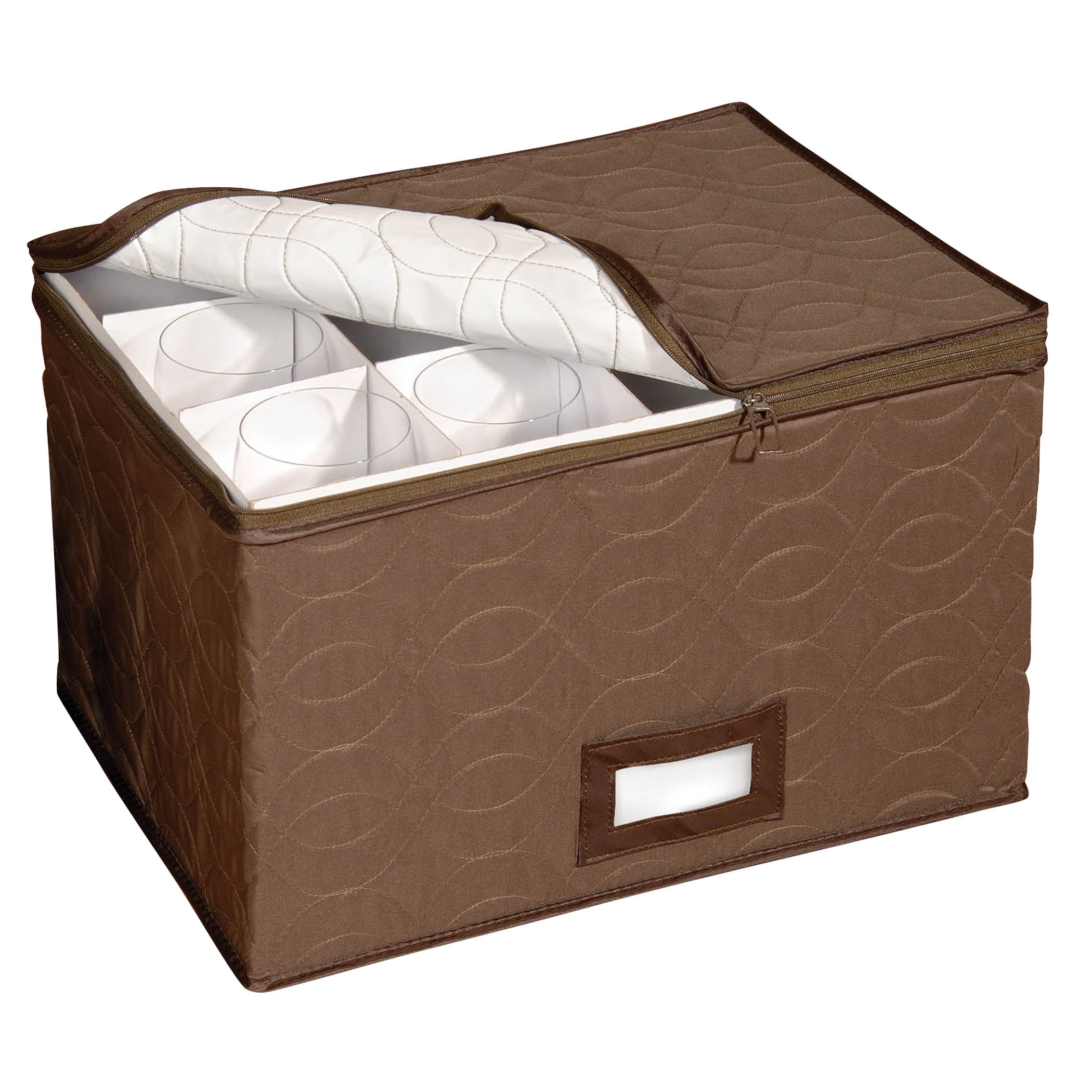 Chocolate Brown Microfiber Stemware Wine Glass Storage Container Box ...