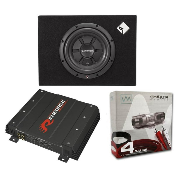 Rockford Fosgate R2S-1X10 10" 400W Car Subwoofer + Box + 550W 2-Ch Amp ...