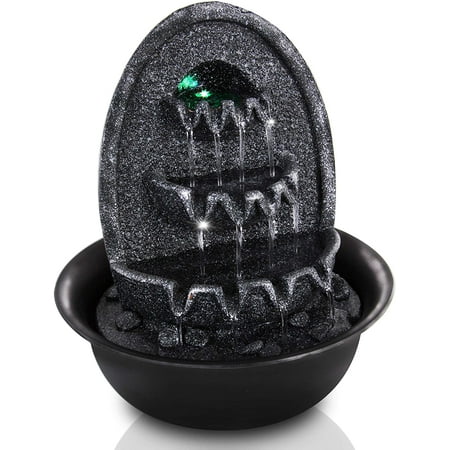 3-Tier Desktop Electric Water Fountain Decor w/ LED - Indoor Outdoor ...