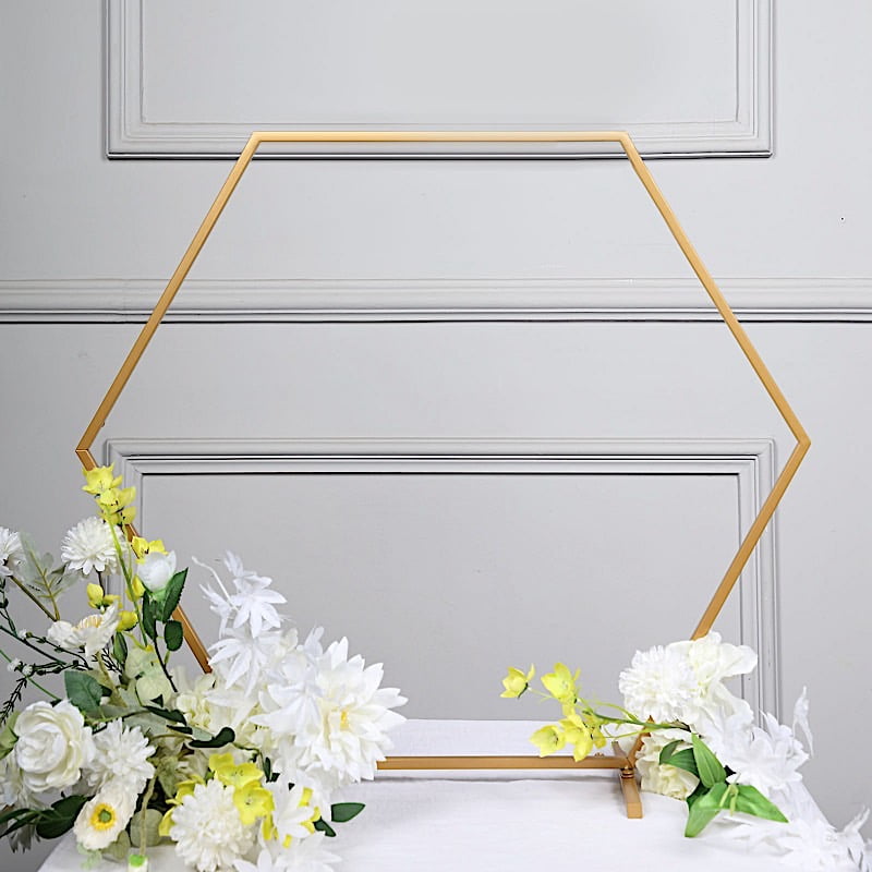BalsaCircle 24" Gold Hexagon Metal Flower Frame Geometric Table Arch ...