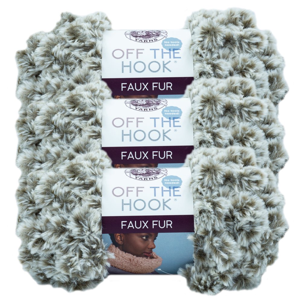 Lion Brand Yarn Off the Hook Faux Fur Chinchilla Faux Fur Loop Jumbo ...