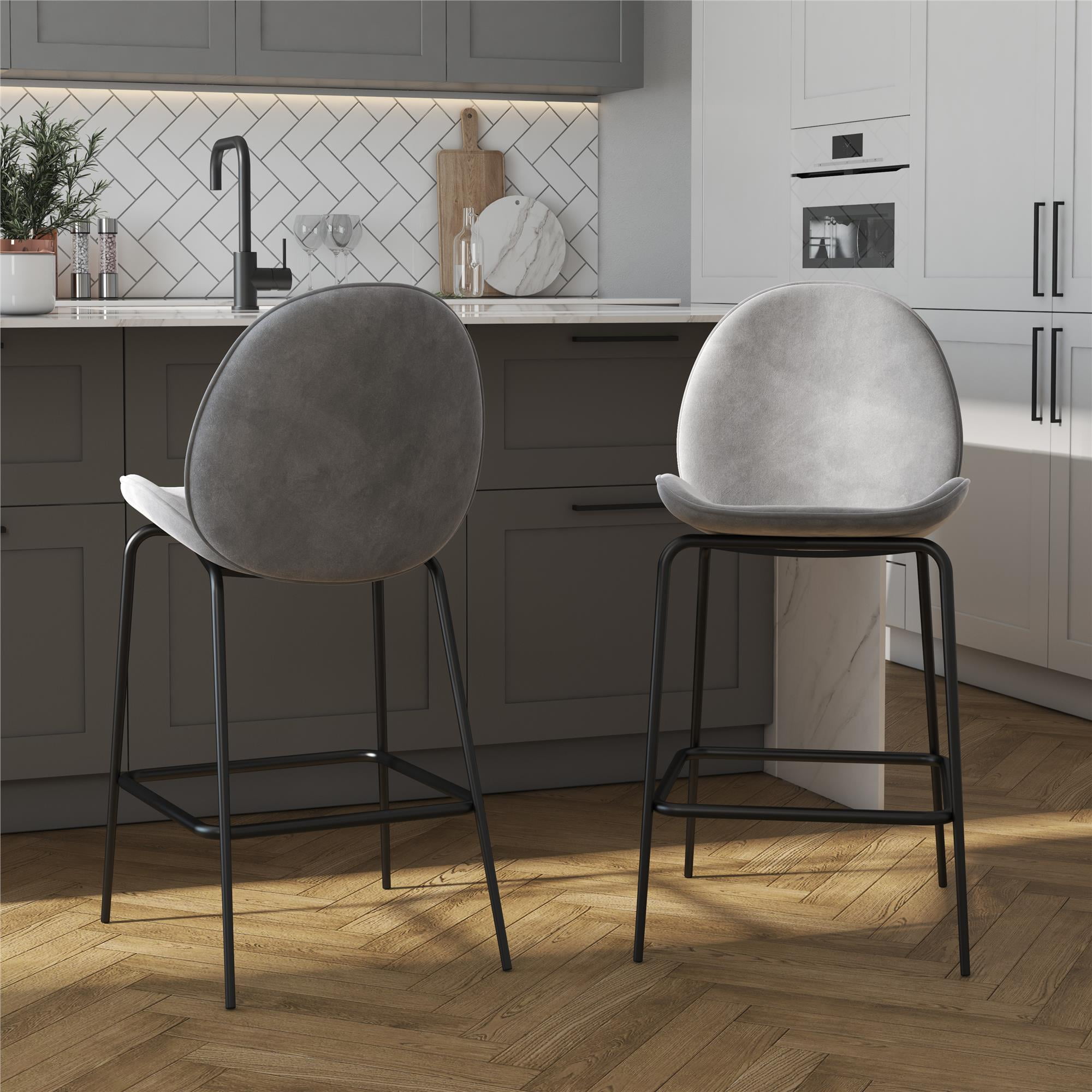 CosmoLiving by Cosmopolitan Astor 24" Counter Height Bar Stool, Gray ...