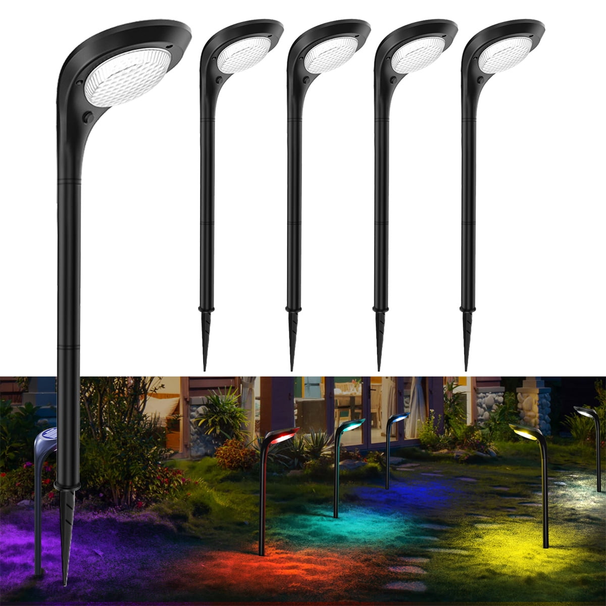 ROSHWEY Solar Led Pathway Lights, Dusk to Dawn, Solar Powered Outdoor ...