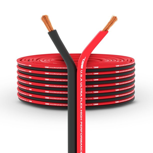 DS18 Ultra Flex 16GA CCA Speaker Wire/Cable Kit 100FT Red/Black ...