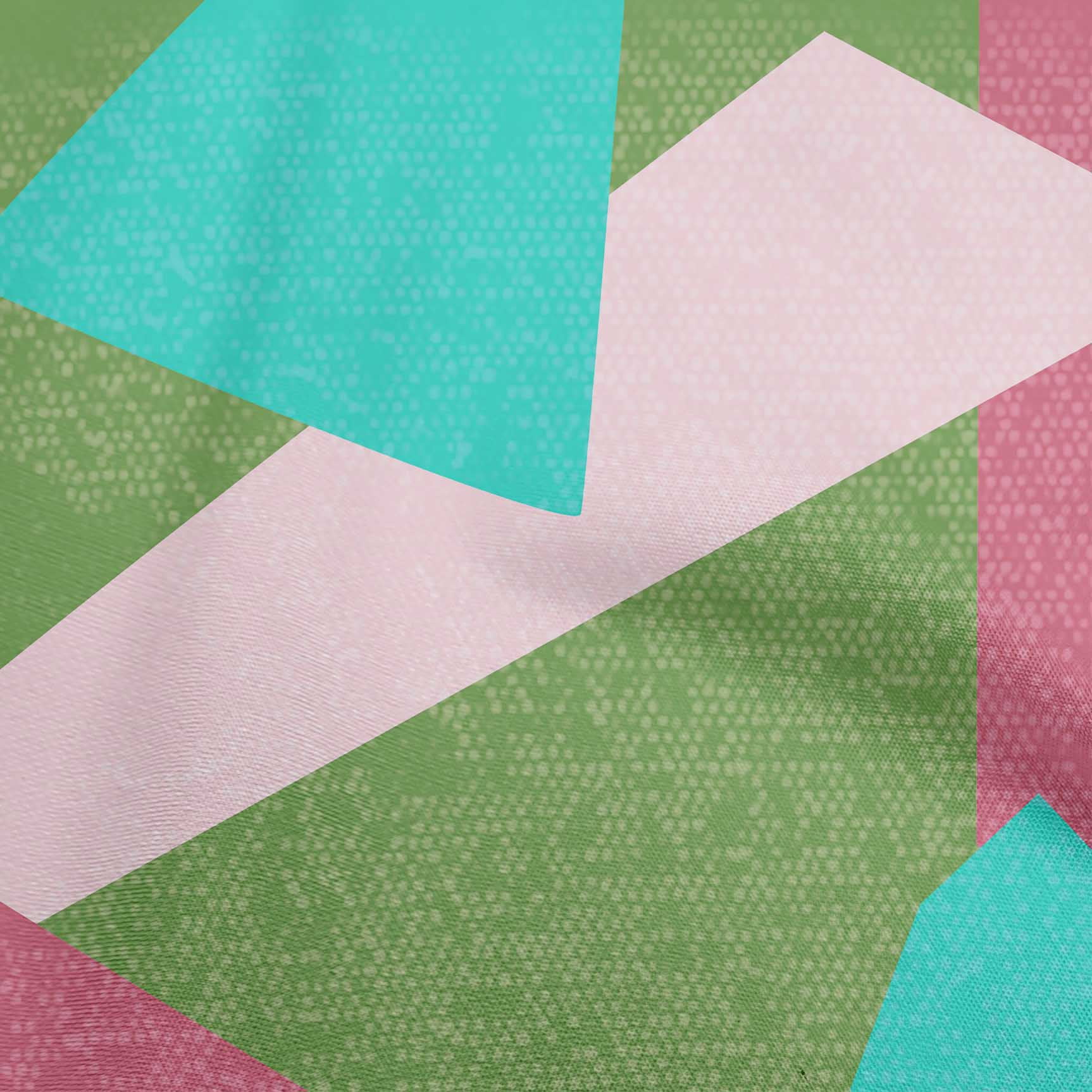 oneOone Silk Tabby Green Fabric Geometric Abstract Random Shapes Fabric ...