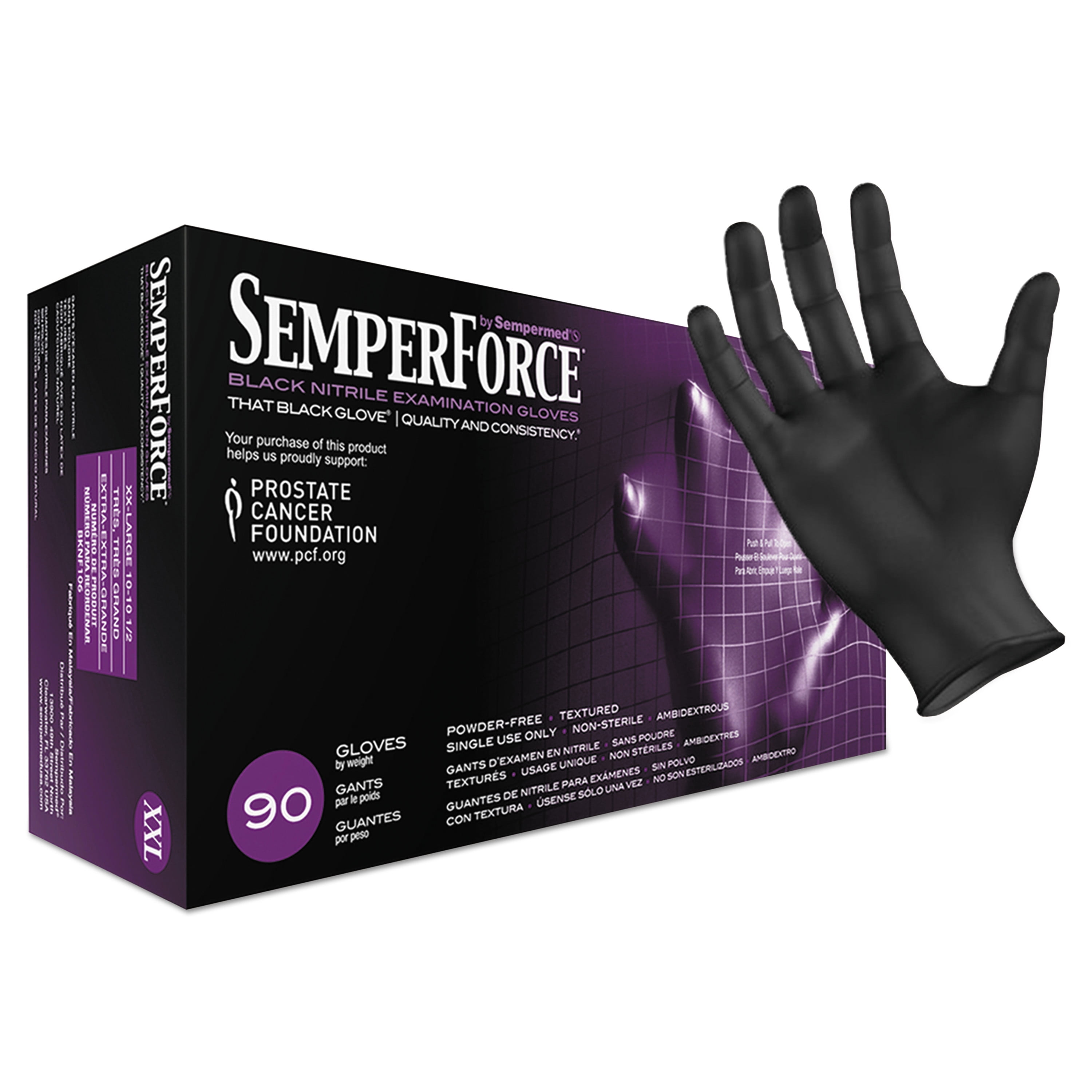 SemperForce Powder Free 90 Nitrile Exam Black Gloves XXLarge HC-BKNF106 ...