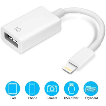 USB to iPhone Adapter with Charging Port, 4 in 1 USB Female OTG Cable ...