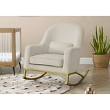 MoDRN Glam Velvet Rocking Chair with Lumbar Pillow, Off-White/Satin ...