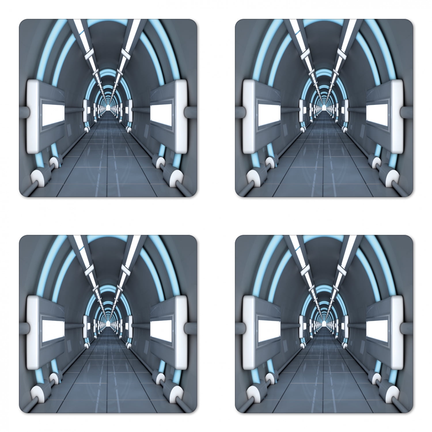 Outer Space Coaster Set of 4, Inner View of Rocket Structure Cyber ...